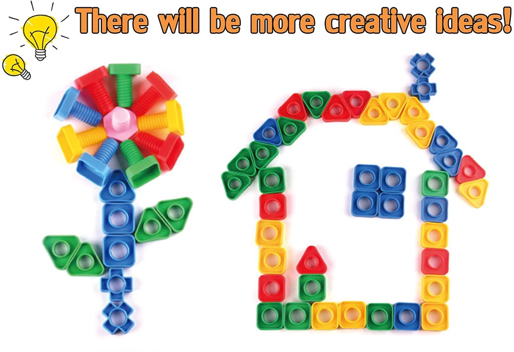 Shapes Nuts and Bolts Stacking Toys-STEM Color Sorting Learning Games ...