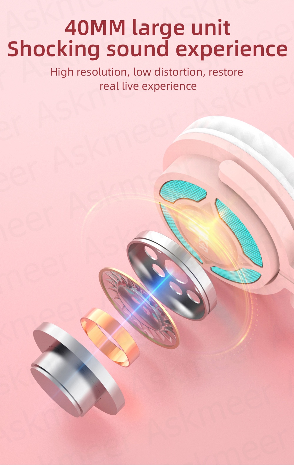 Cute Fox ear Wireless Hifi Stereo Headphones RGB Bluetooth Gaming ...