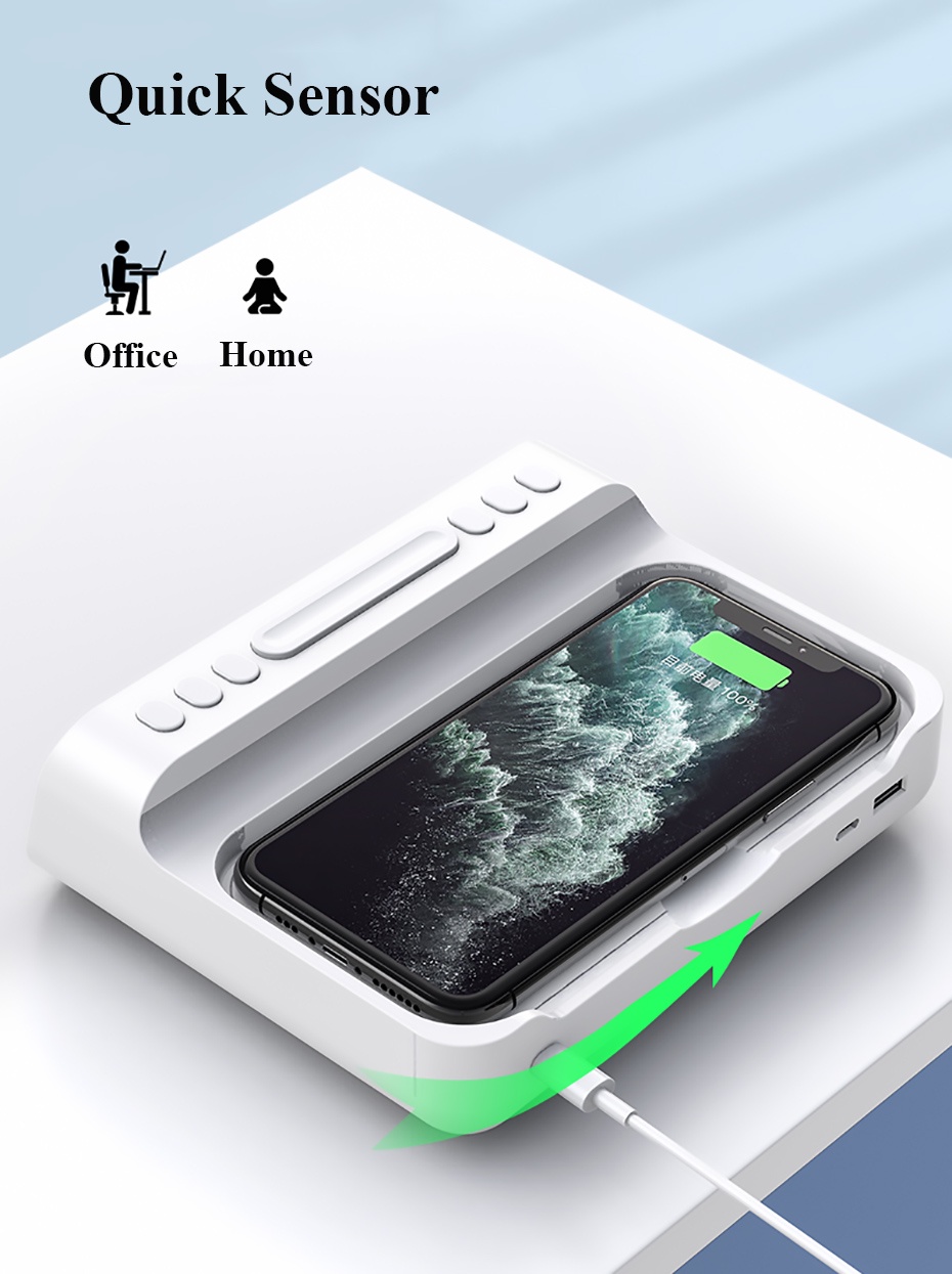 15W Wireless Charger Alarm Clock Bluetooth Speaker LED Smart Digital ...
