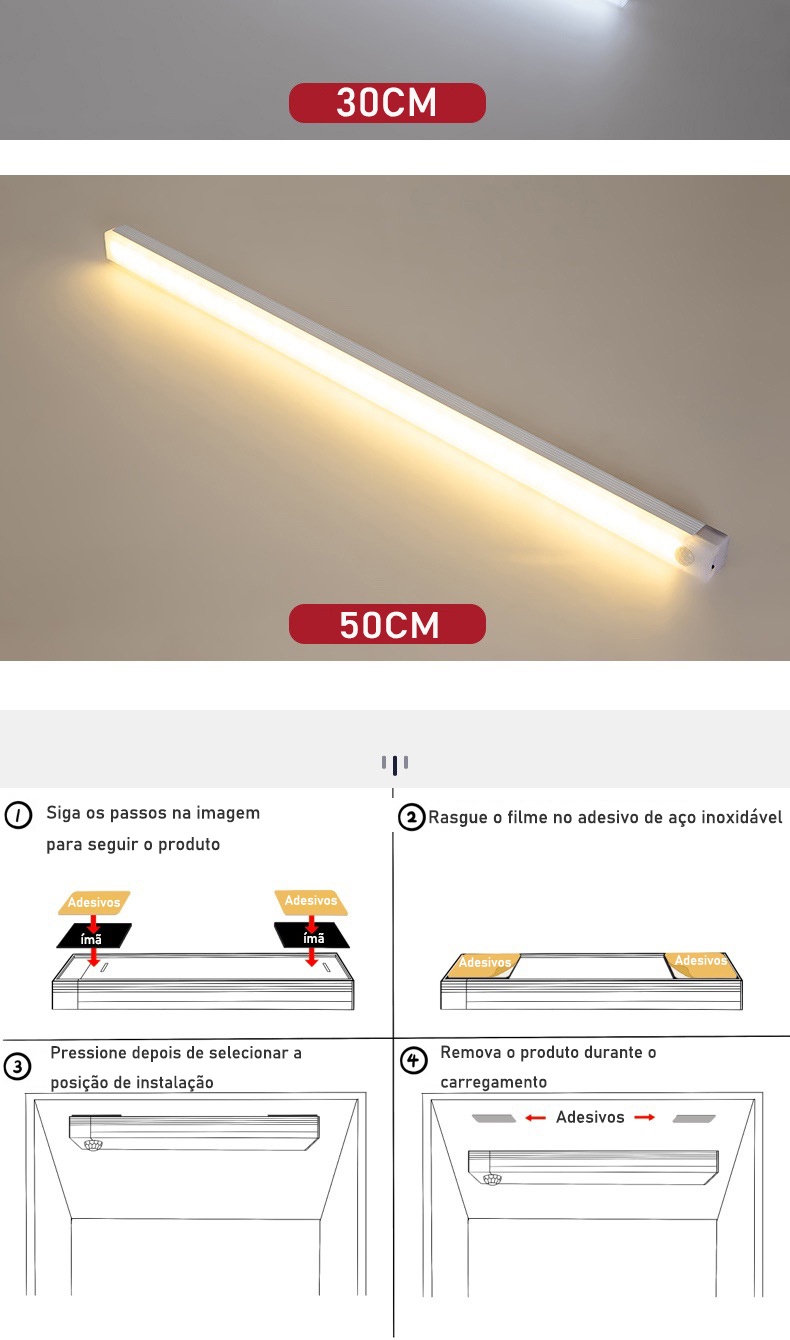 50Cm Wireless Led Sensor Light Smart Sensor Light Wardrobe Bedroom ...