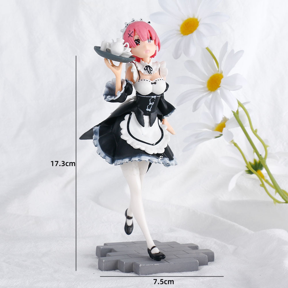 17.5cm Anime Re:Life in A Different World From Zero Ram Rem Apron Maid ...