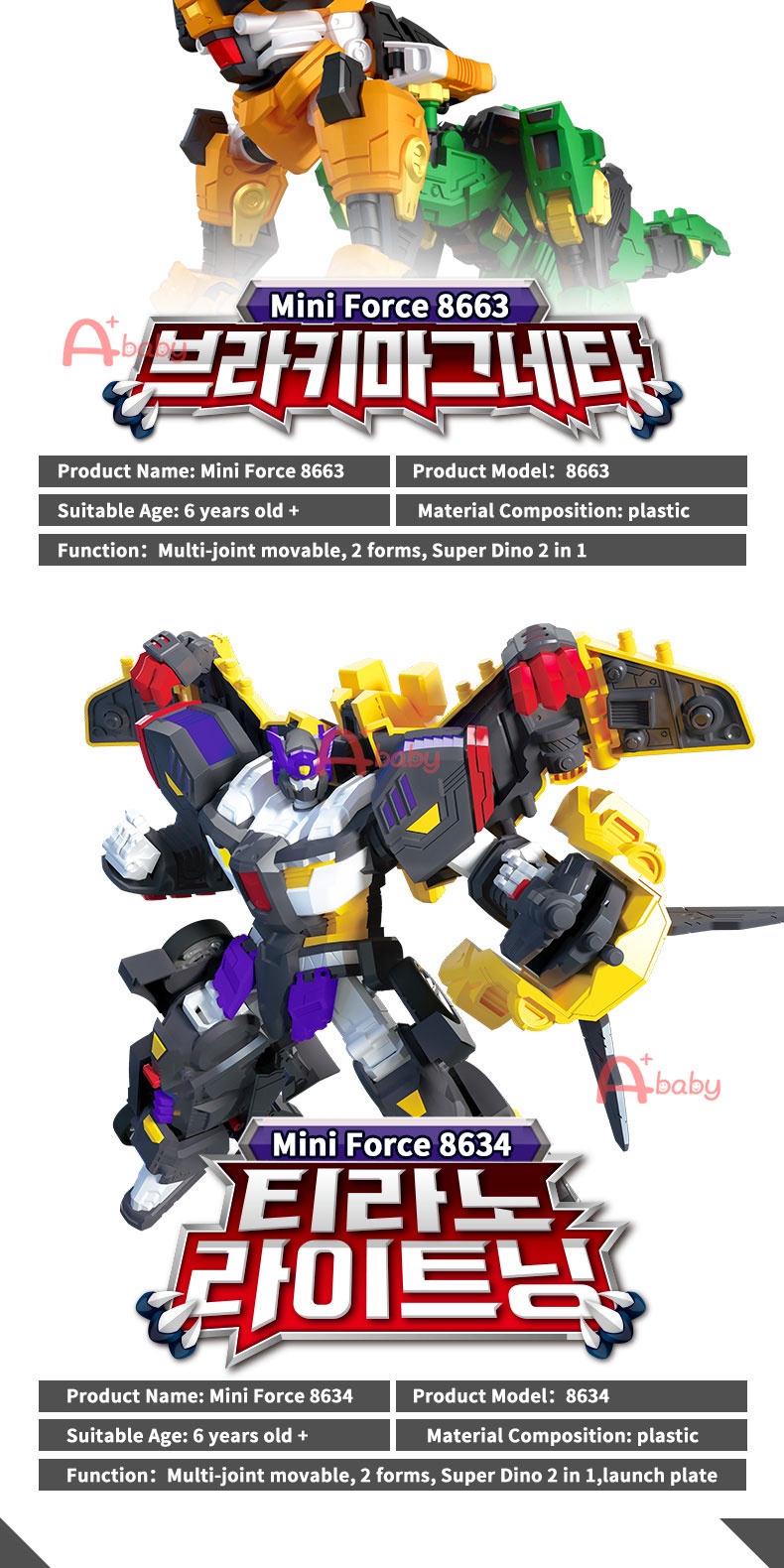 [A+baby] Mini Force Super Dino Power Original Toys Robot For Kids ...