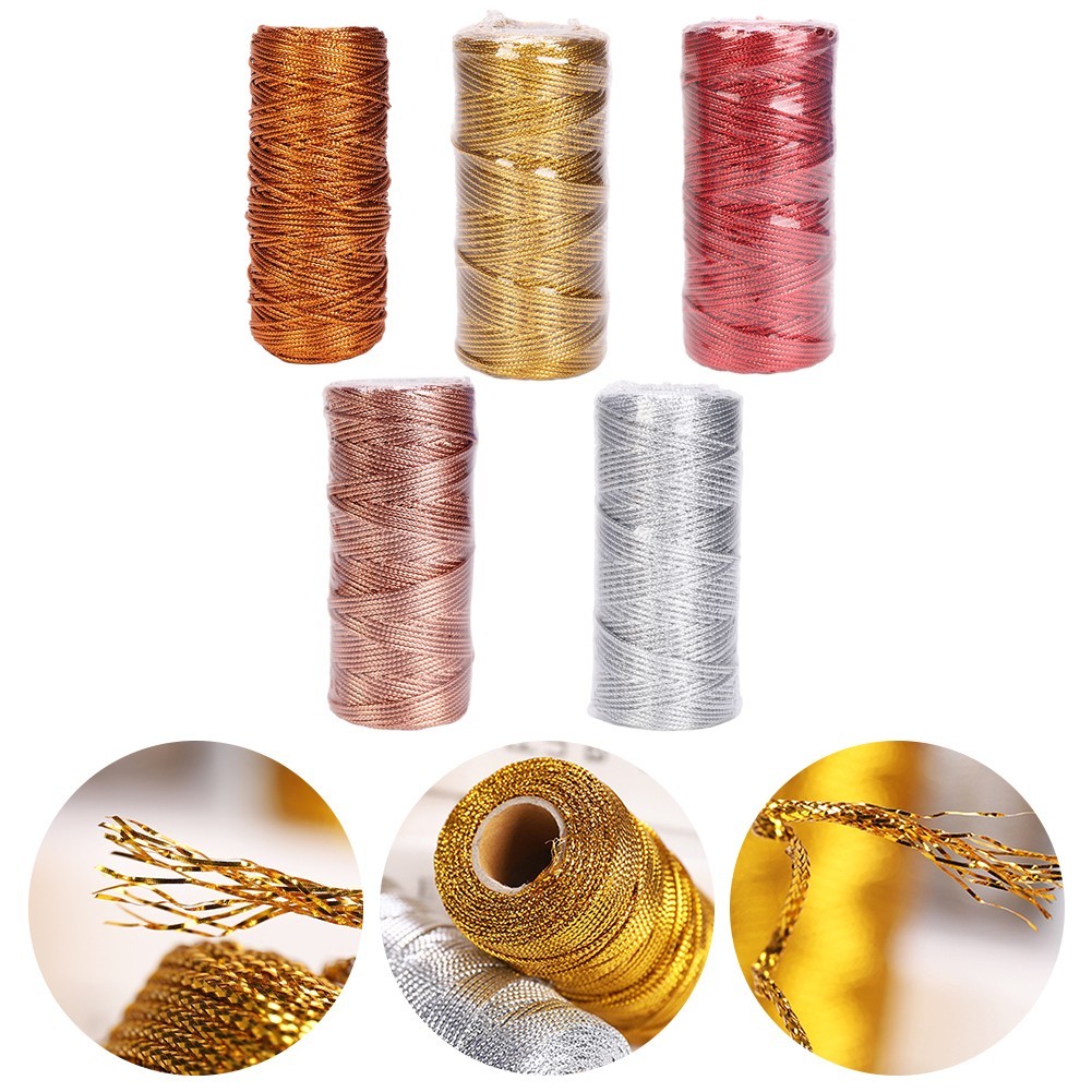 [GDKY] 100M 1.5mm Gold Silver Cord Rope String Twine Ribbon Bows Crafts ...