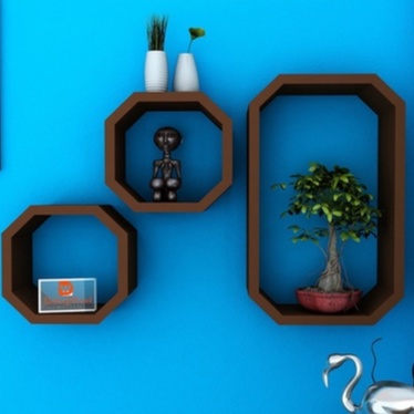 KAYU Jaddi [code:O] Octagon Wood Shelf Octagonal Wooden Shelf Octagonal ...