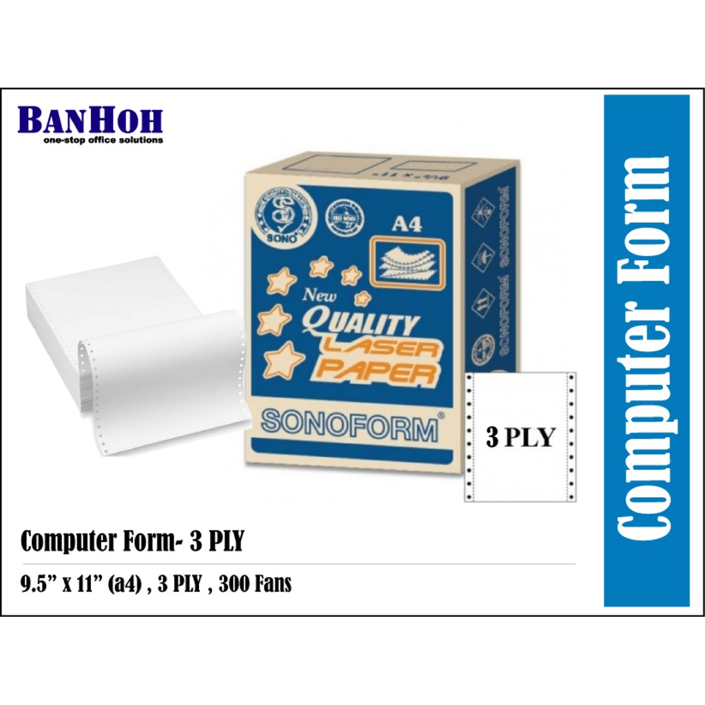 A4 Computer Form- 3 PLY 300 FANs NCR (Ready Stock / Fast Delivery ...