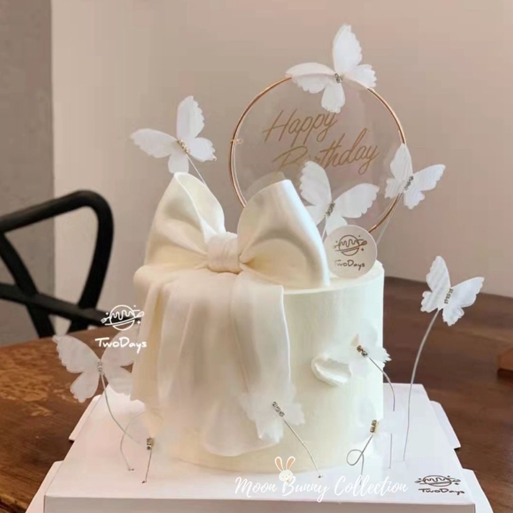 Elegant White Butterfly Cake Decoration White Butterfly Topper Birthday ...