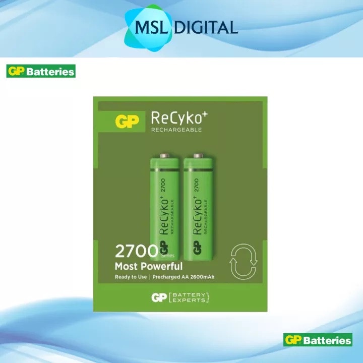GP ReCyko+ Rechargeable AA battery 2600mAh (2700Series, 2 battery pack ...