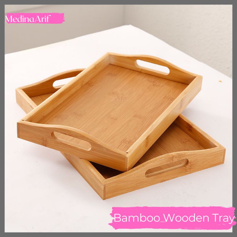 Wooden Tray with Handle I Bamboo Kitchen Serving Tray Serving Tray ...