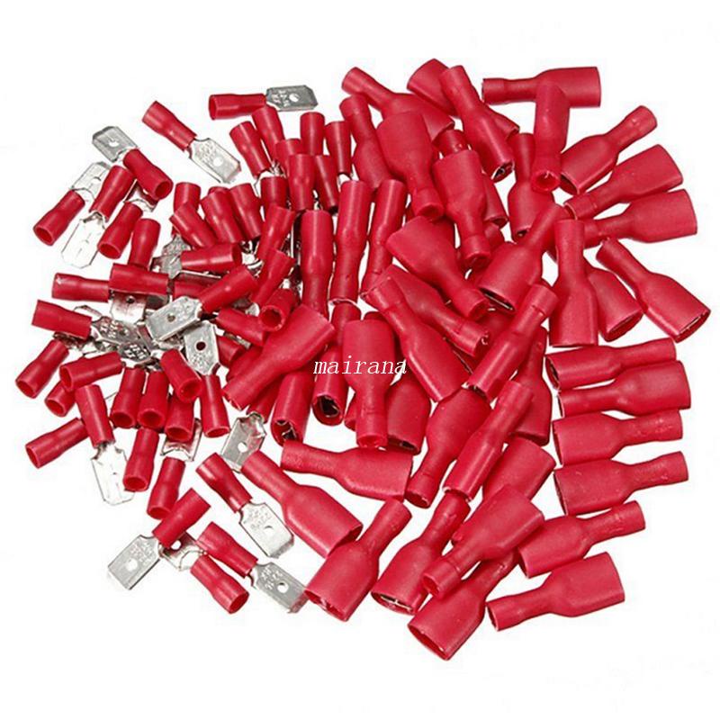 【MT】 100Pcs Female & Male Spade Insulated Connectors Crimp Electrical ...
