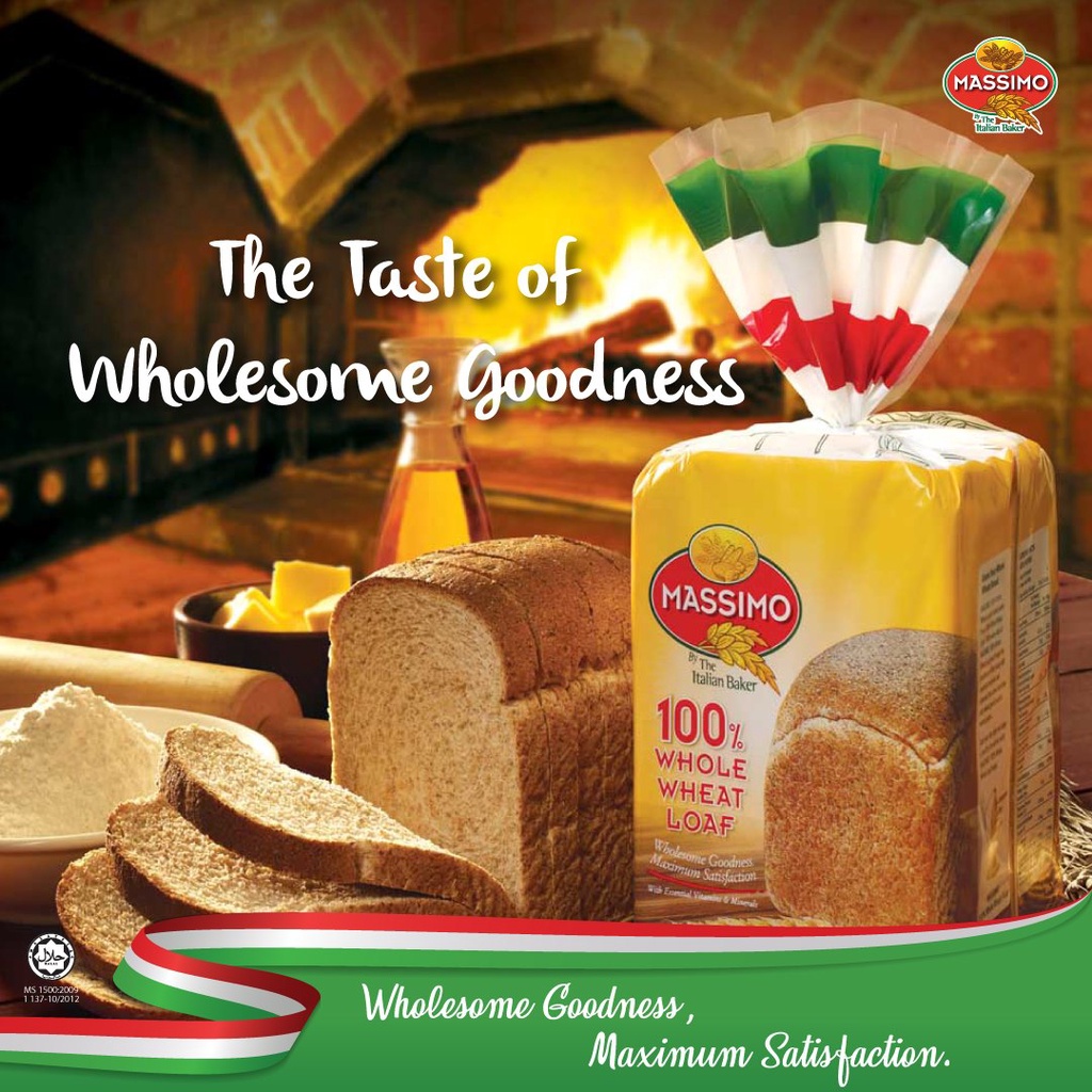 Massimo 100% Whole Wheat Loaf 420g | Shopee Malaysia