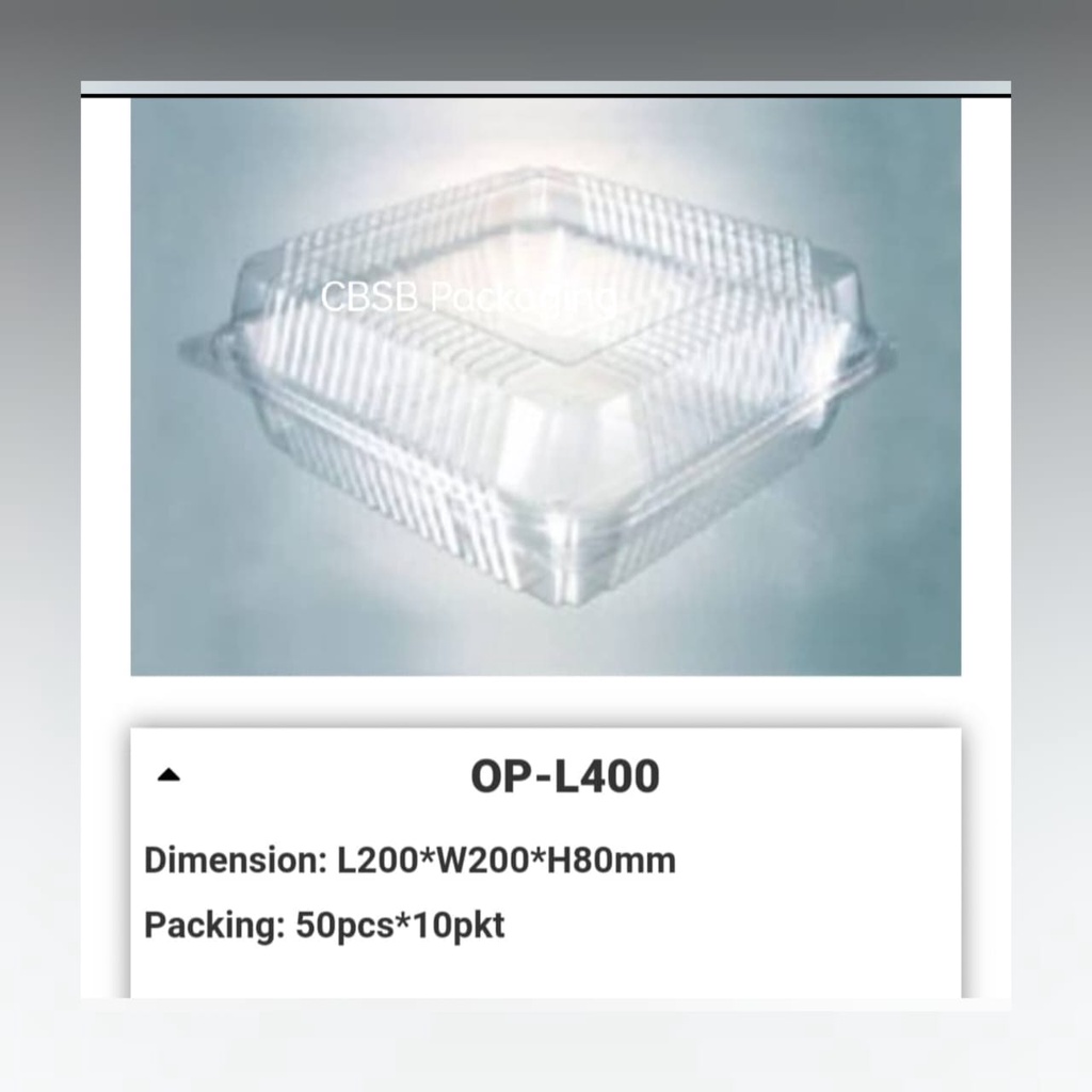 OPS L400 DISPOSABLE CLEAR PLASTIC FOOD BOX / CAKE / KUIH MUIH (50PCS ...