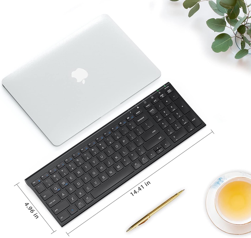 iClever GKA22S/B Rechargeable Keyboard with Number Pad, Full-Size ...