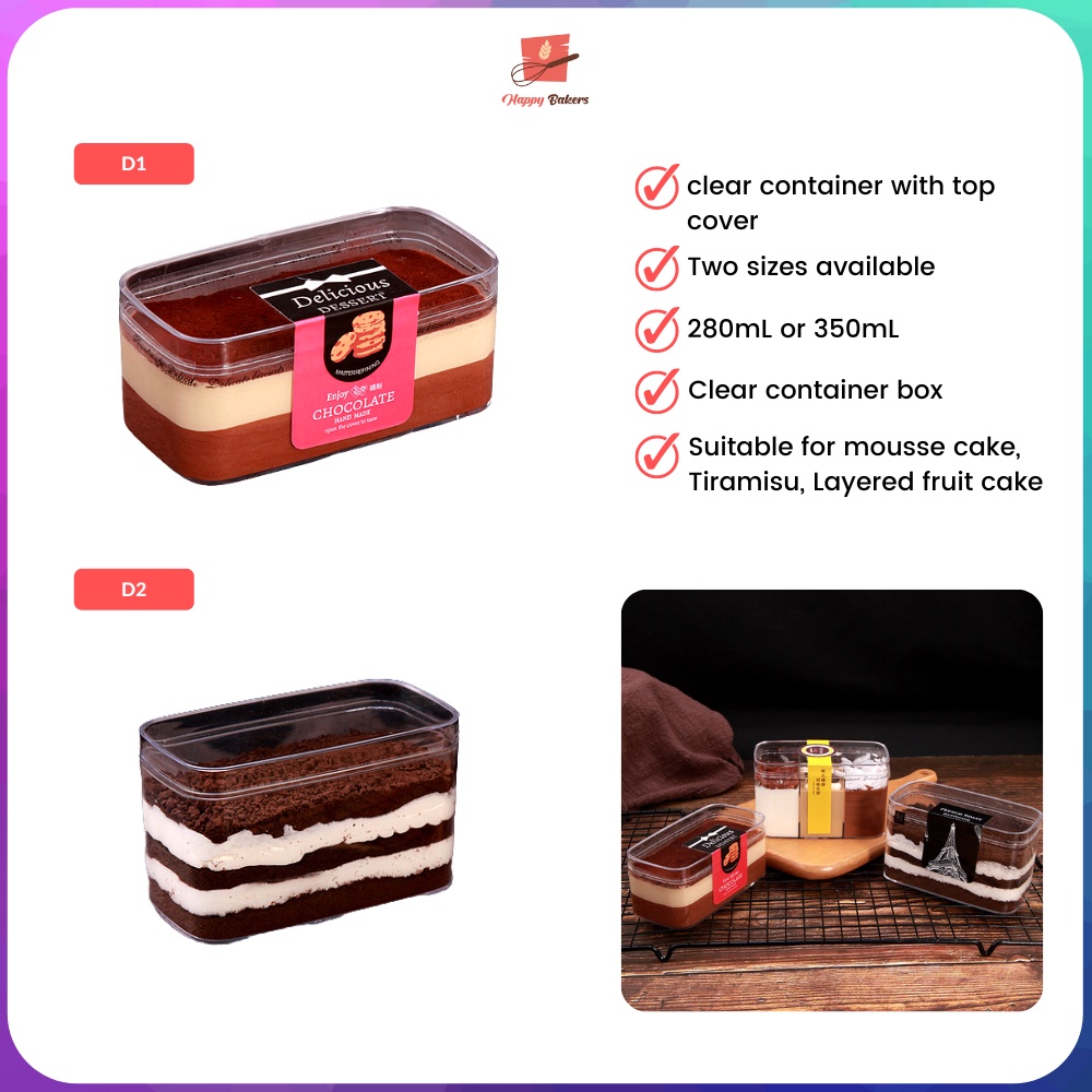 Mousse Cake Tiramisu Layer Fruit Cake Clear Container Box | For Cakes ...