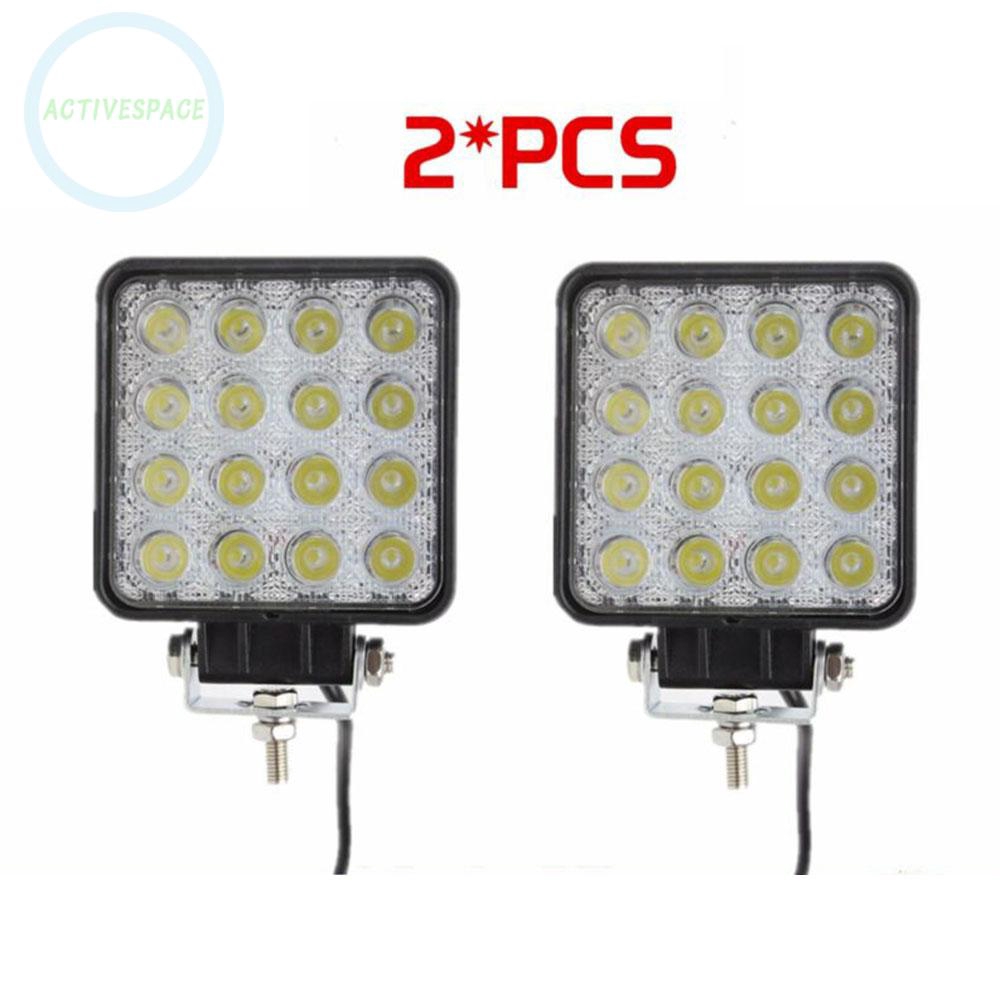 2Pcs Car Truck 48W 16 LED Work Light 6000K 12V 24V Lamp Spotlight ...