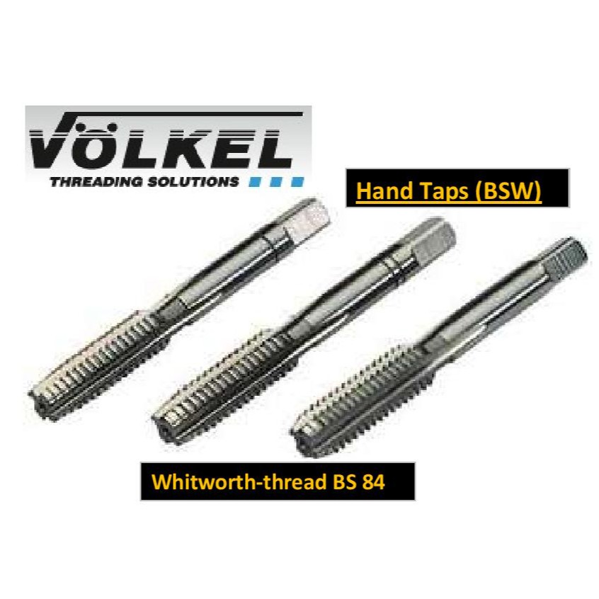 1 Set Volkel Hand Taps (BSW) 1" ~ 1.3/4 Inch Whitworth-thread BS 84 ...