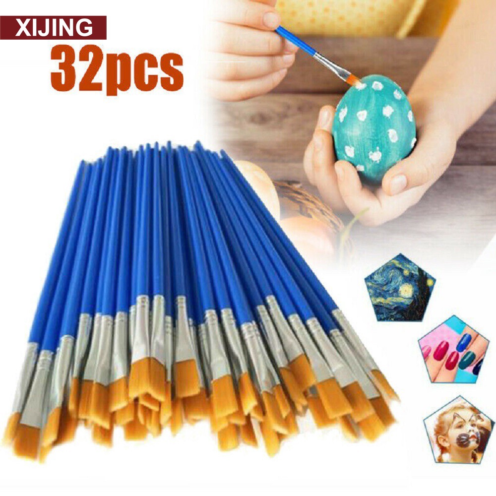 32pcs Artist Flat Paint Brushes Set Acrylic Oil Watercolour Painting ...