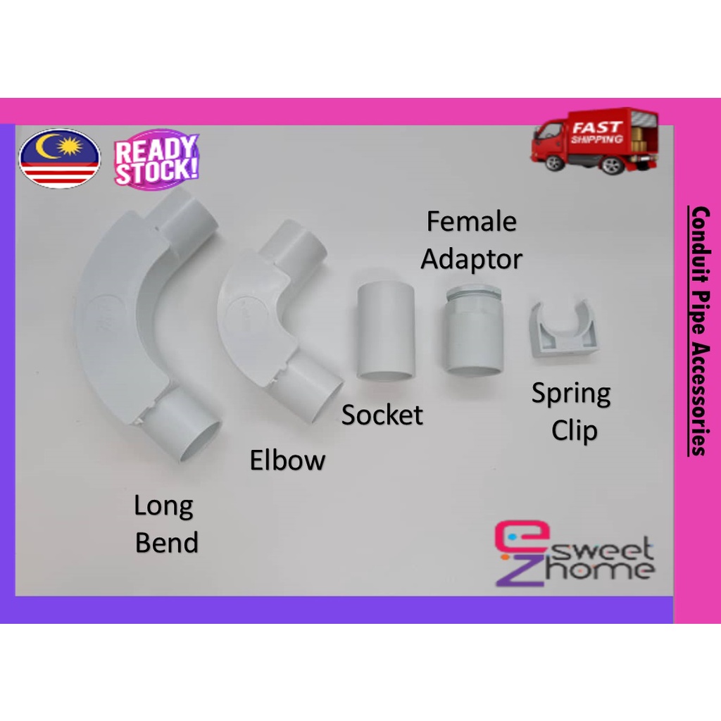 PVC ACCESSORIES FOR WIRING Conduit Pipe Accessories 25mm Elbow Socket ...