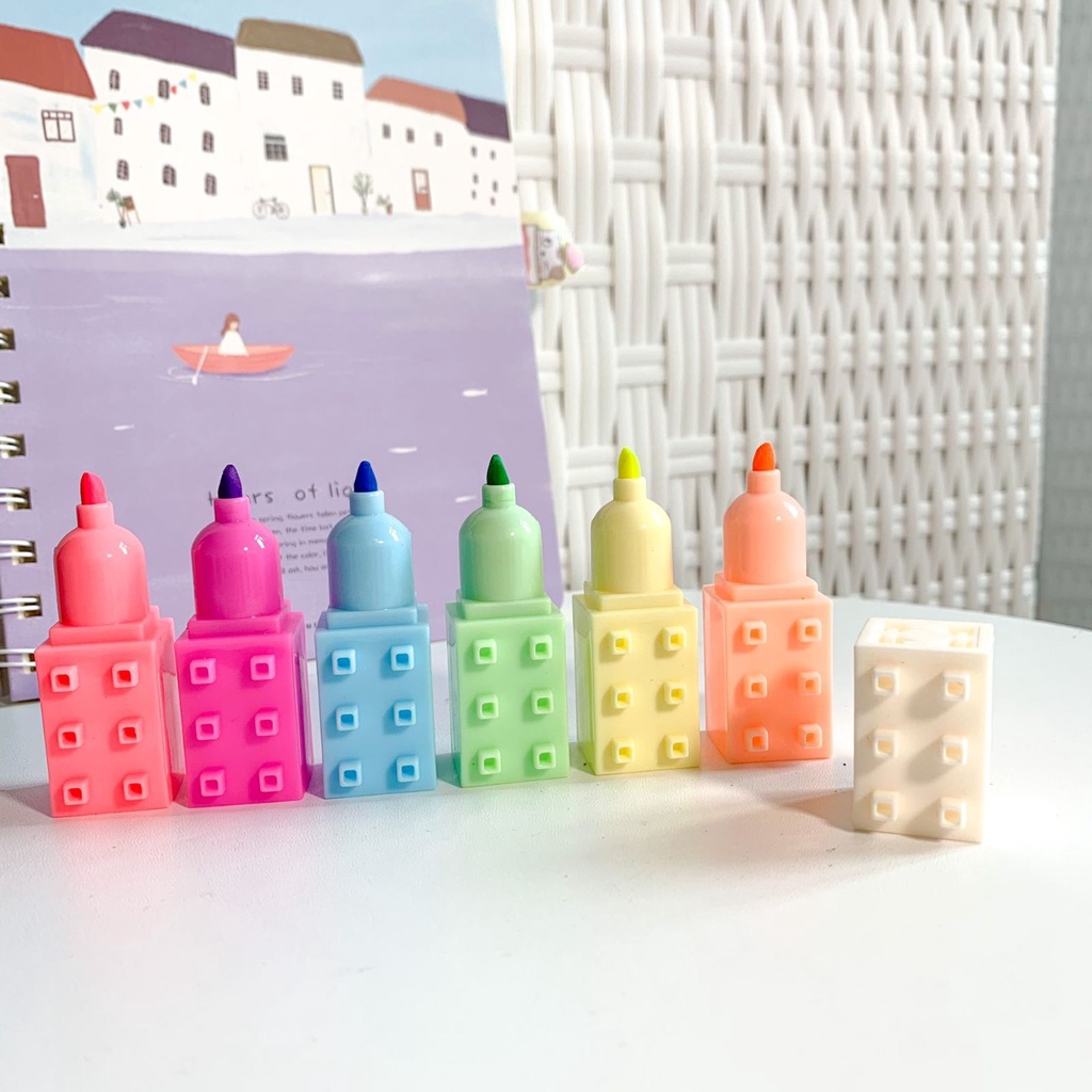 Stabilo HIGHLIGHTER LEGO SHAPE 6 COLORS 1 SET CUTE PASTEL COLORS BEST ...