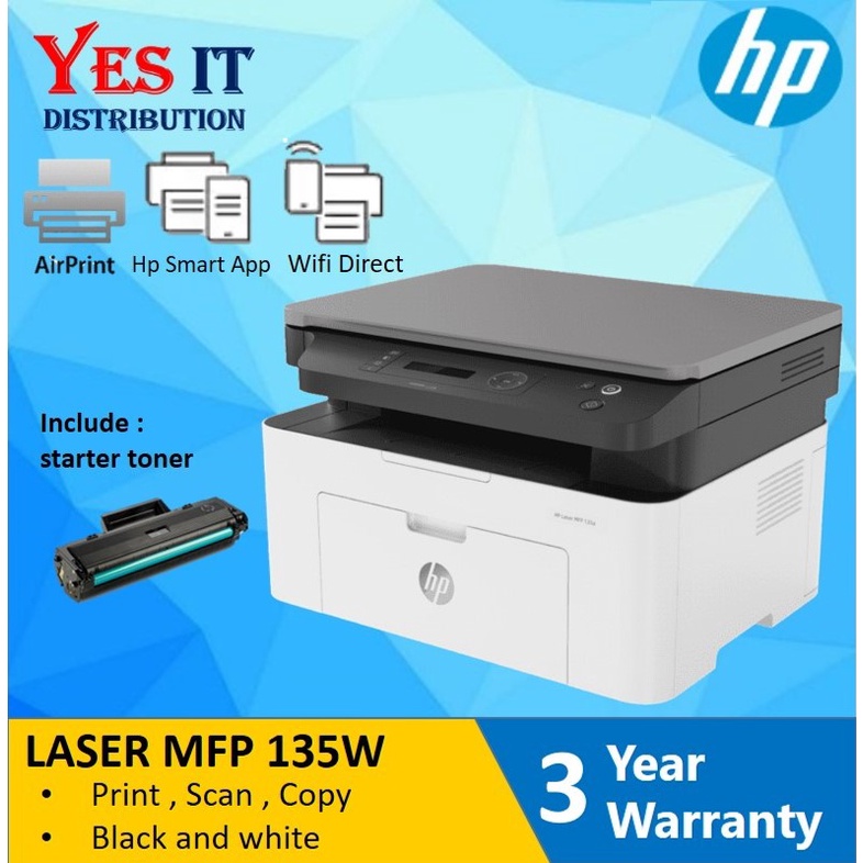 HP MFP 135W LASER MULTI-FUNCTION PRINTER (4ZB83A) Print, Scan , Copy, Wifi REPLACEMENT MODEL ...