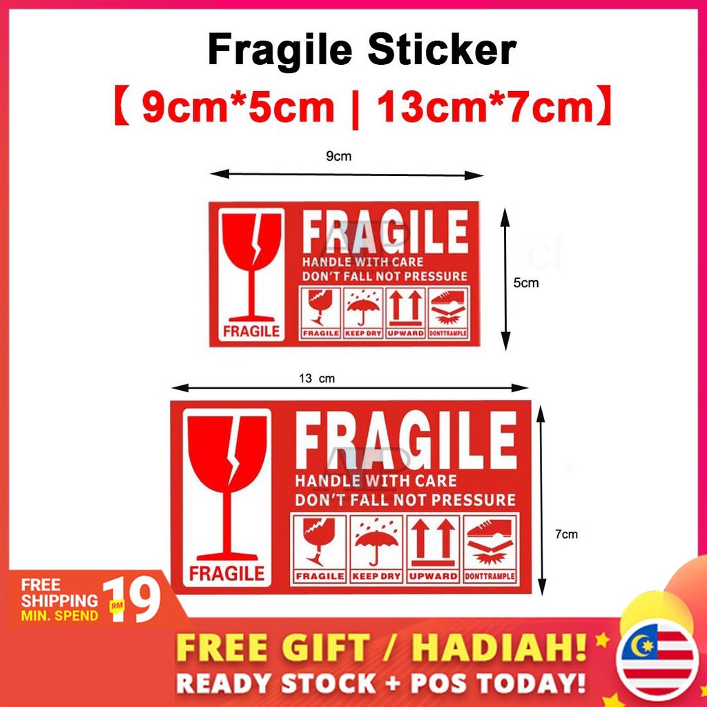 Warning [LOCAL STOCK]100 pcs Fragile Sticker Fragile Label | Shopee ...