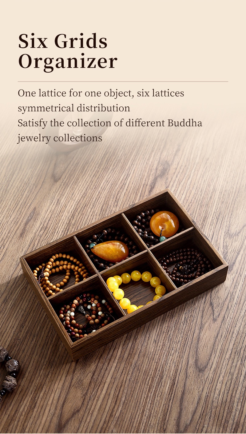 Casegrace Wooden Buddhist Jewelry Organizer Box with Lid Buddha Pendant ...