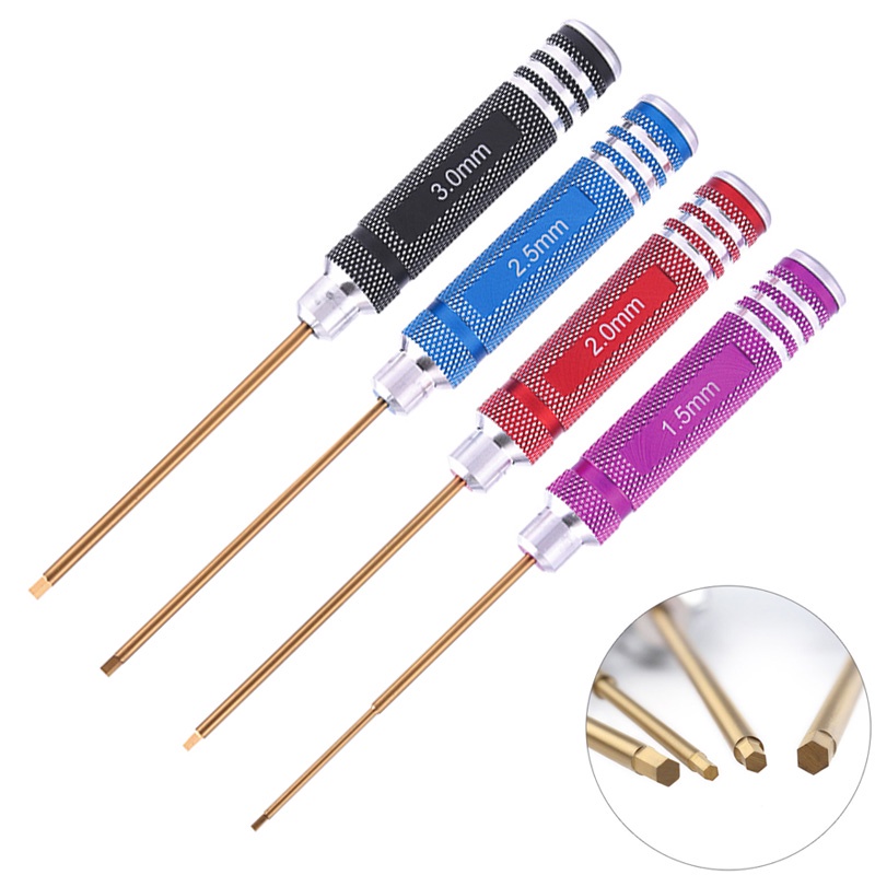 4Pcs/set Titanium Plating 1.5mm 2mm 2.5mm 3mm Hexagon Screwdriver Screw ...