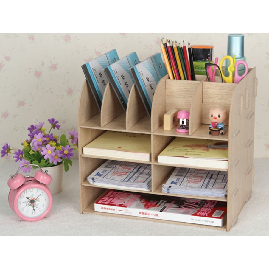 DIY Multipurpose MDF Wood Office Organizer Bookshelf Folder Shelf File ...
