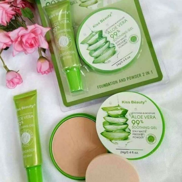 Kiss Beauty Aloe Vera 99% Foundation & Compact Powder 2in1 set stay ...