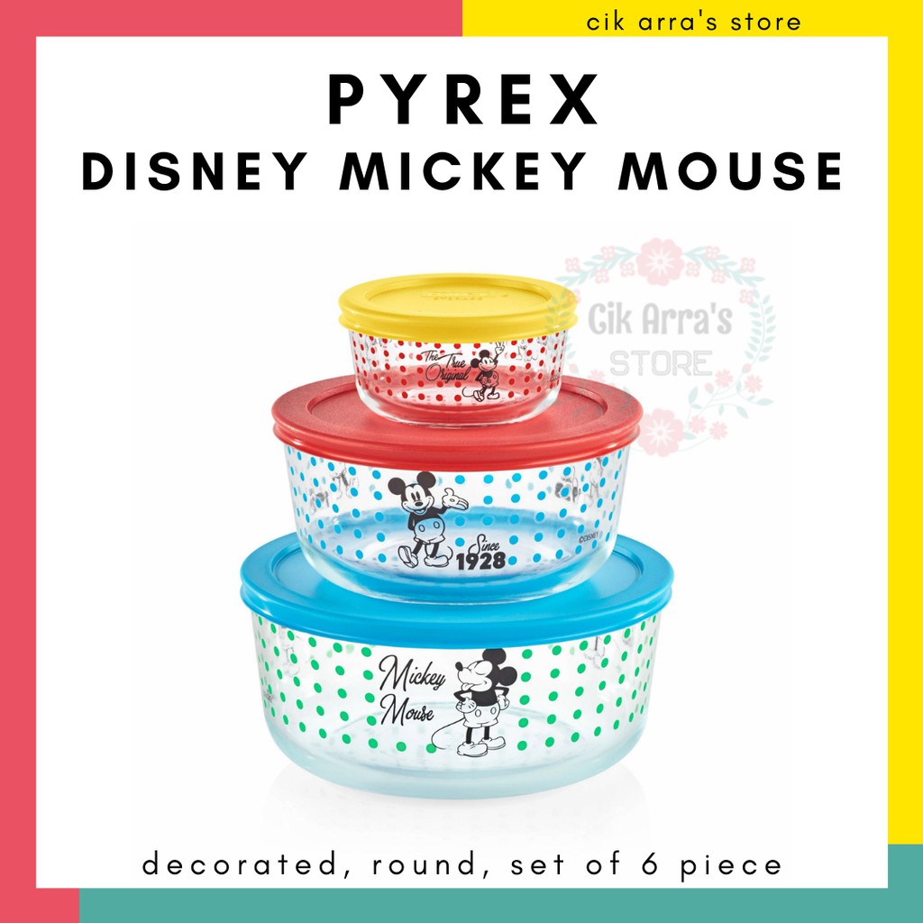 Pyrex Disney Mickey Mouse The True Original 6 piece Limited Special ...