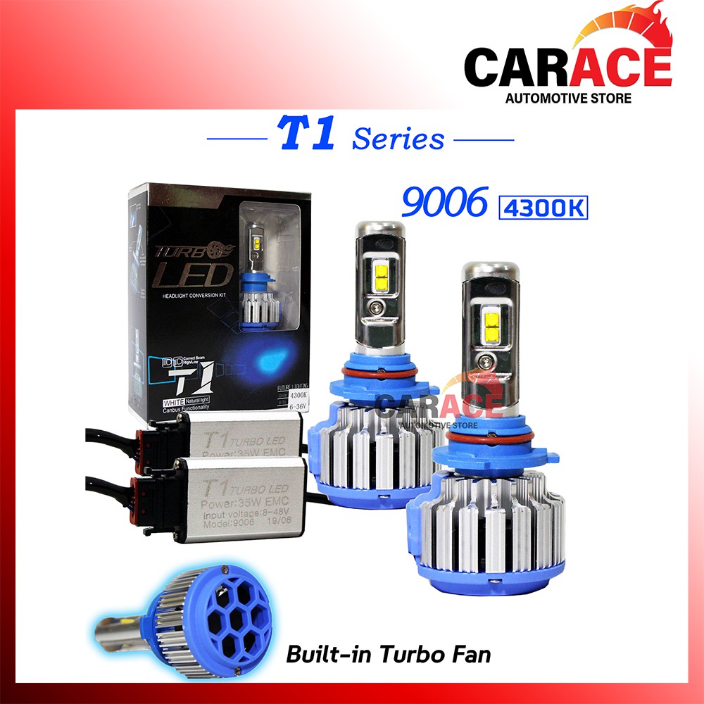 T1 TURBO LED Headlight 9006 | 4300K Car Original LED Light Colour ...