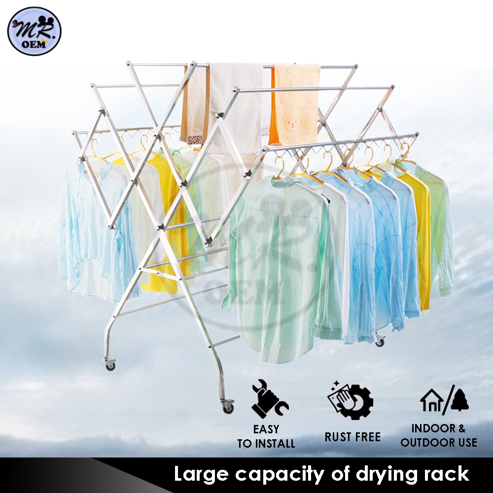 MR OEM Stainless Steel W SHAPE Cloth Hanger Foldable Laundry Dryer ...