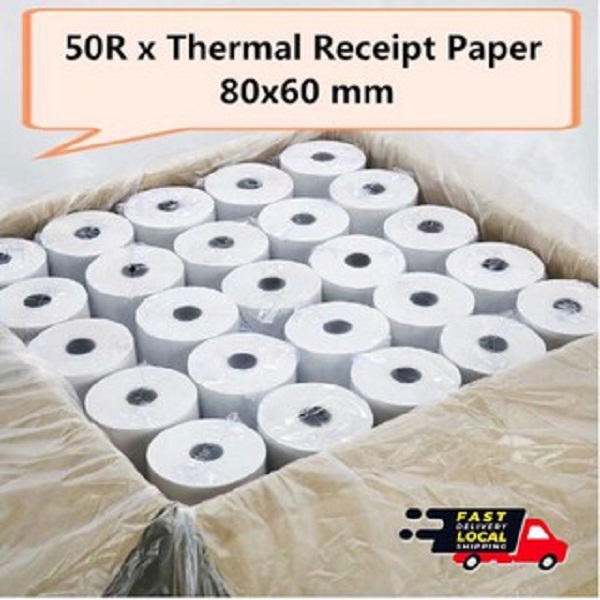 80x60mm Thermal Paper Roll Small Core 50 Rolls 1Box POS Printer Cash ...