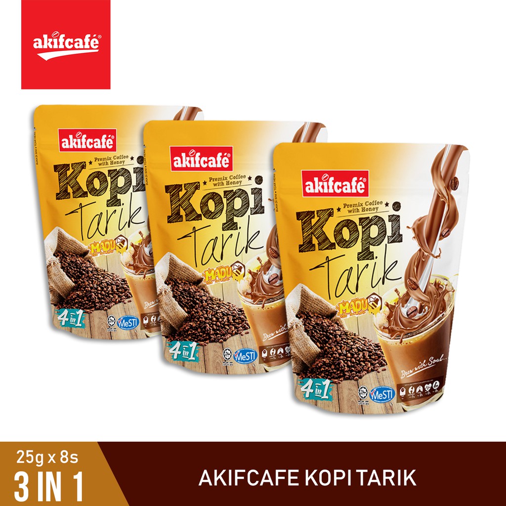 Akifcafe 3 in 1 Kopi Tarik Madu combo 3 pack ( 25g X 8 sachet X 3 pack ...