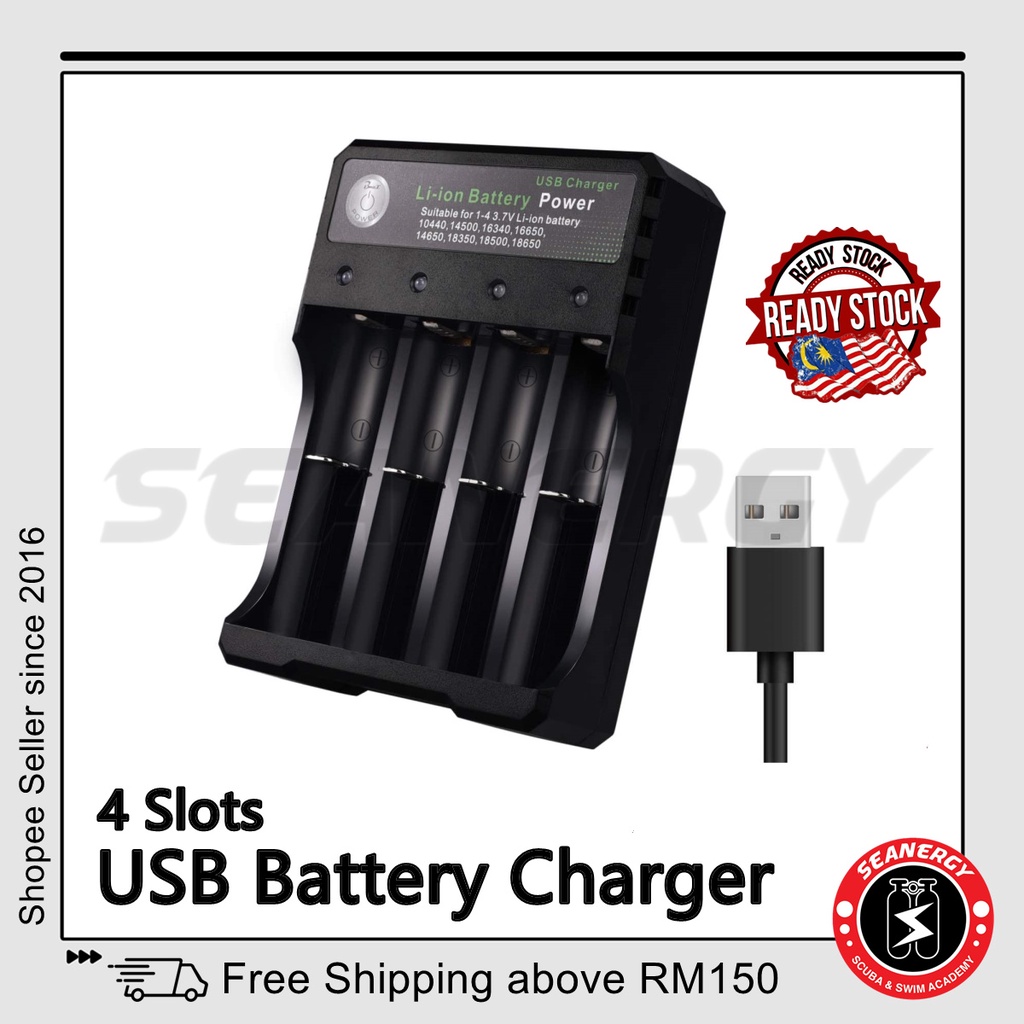 18650 Battery Charger 4 Bay Fast Charge for 3.7V Li-ion TR IMR 10440 ...