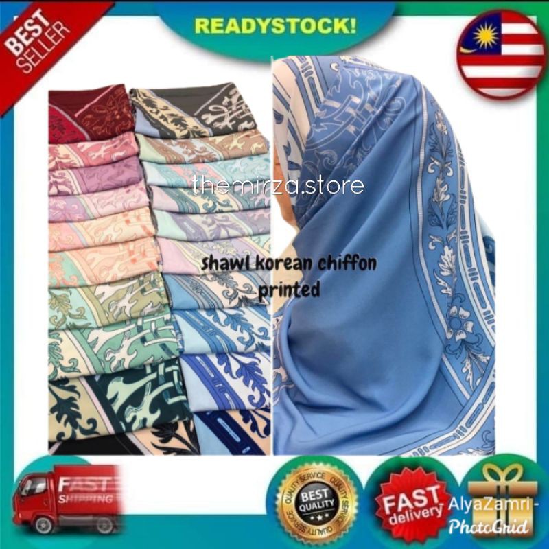 🔥[BUY 2 +🎁] SHAWL KOREAN CHIFFON PRINTED🔥 | Shopee Malaysia