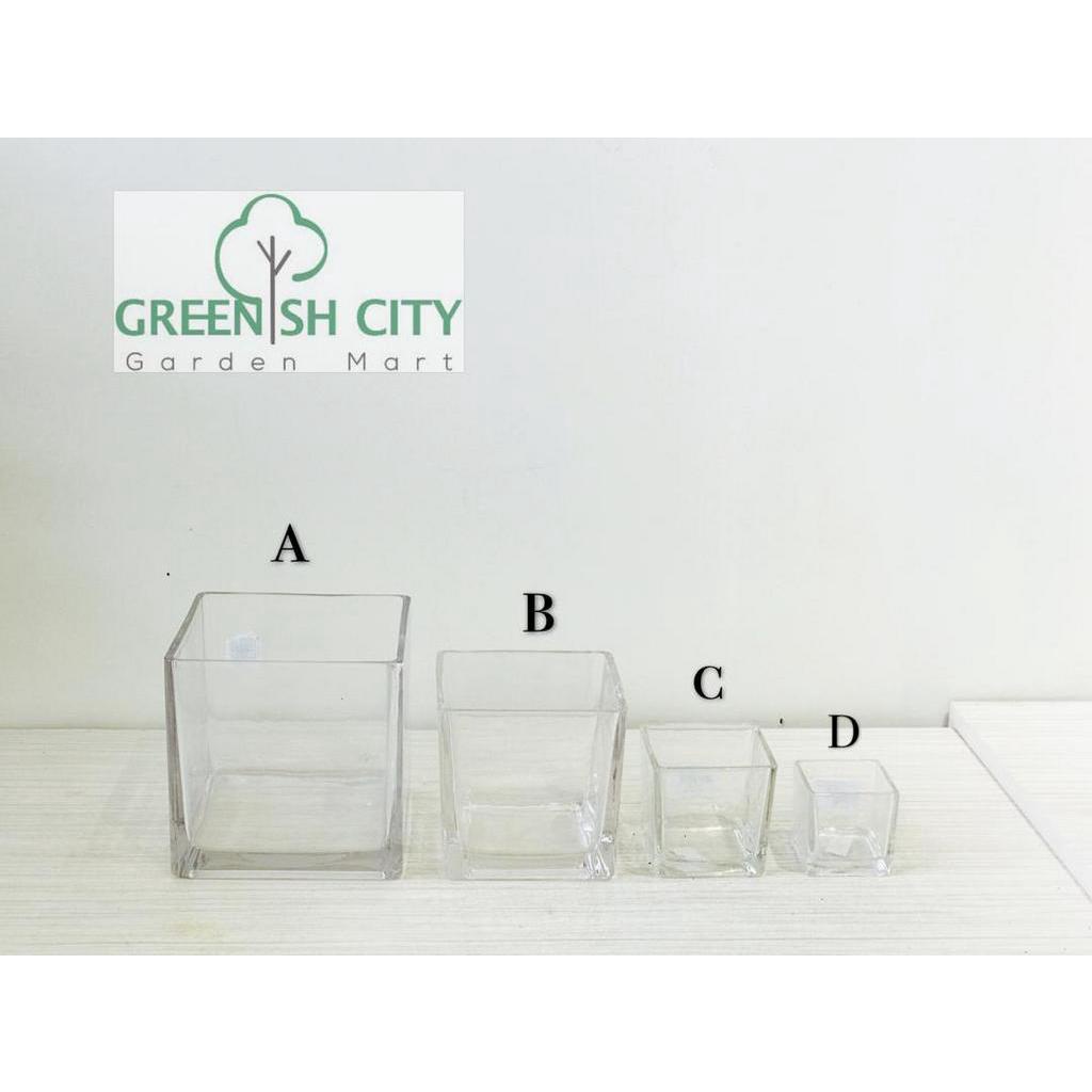 GNC - Cube Square Glass Pot Pasu Kaca Tak Lubang Bunga Dan Pokok Tanam ...