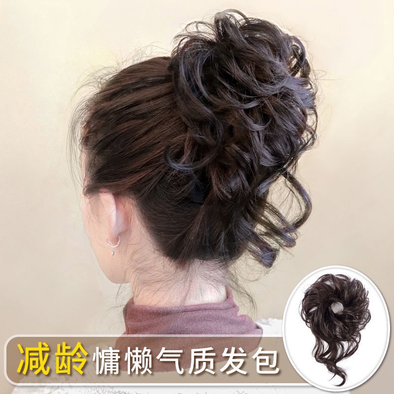 Sweet wig Wig Female Fluffy Natural Octopus Hair Bag Ball Headdress ...