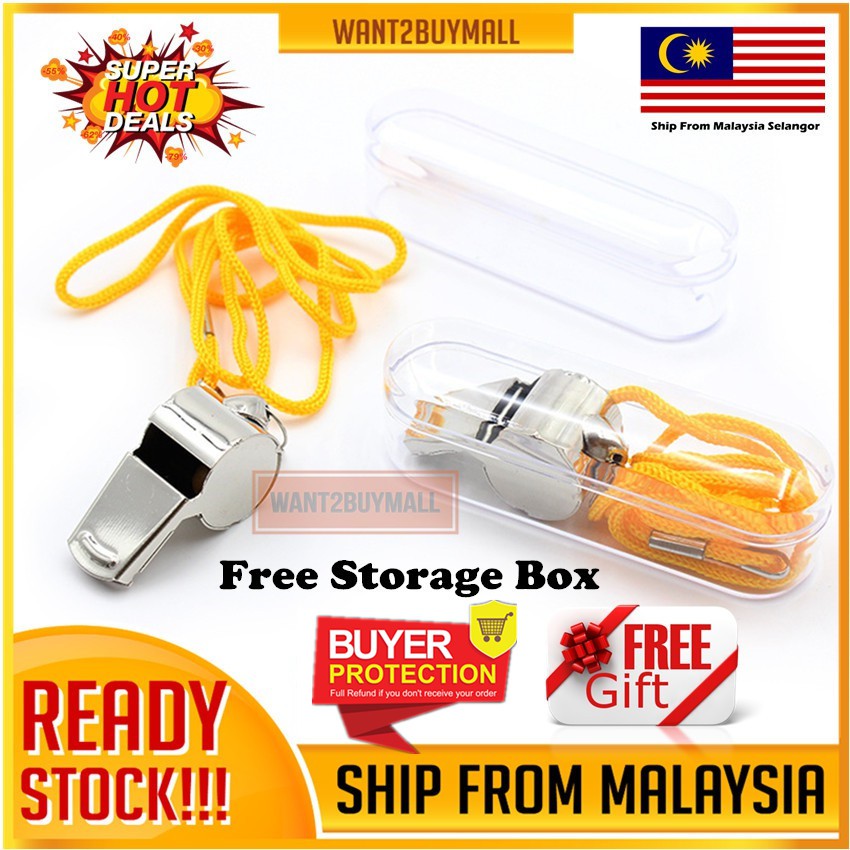 🇲🇾 🏆 Referee Emergency Metal Wisel Whistle Stainless Steel Loud Sound ...