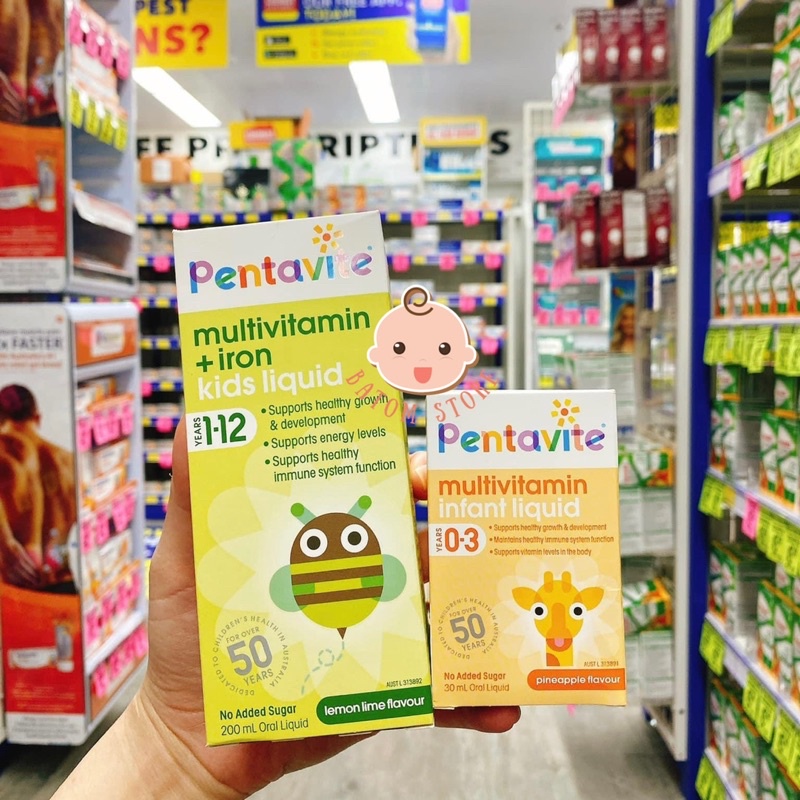 Pentavite Multivitamin + Iron for Children 0-3 Years Old and 1-12 Years ...
