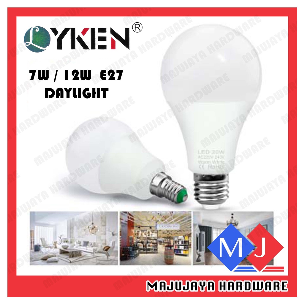 YKEN LED E27 Bulb 7W 12W Mentol Lampu Energy Saving Table Lamp Ceiling ...