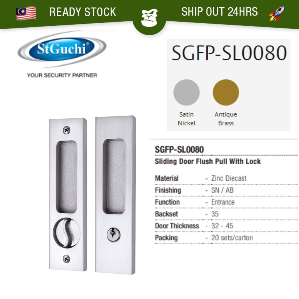 ST GUCHI SGFP SL0080 ENTRANCE SLIDING FLUSH PULL WITH LOCK | Shopee Malaysia