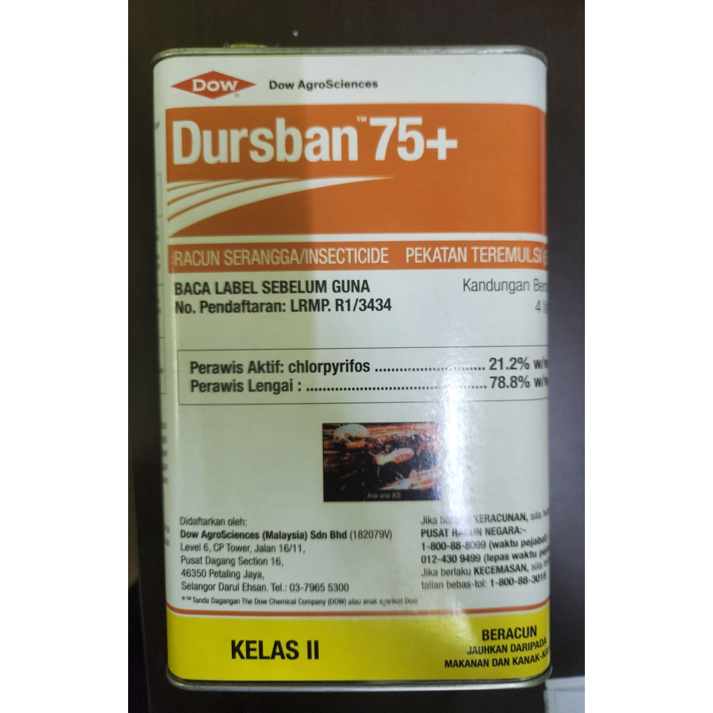 Dursban 75 1Liter/4Liter Racun Serangga Racun Anai-anai Insecticide ...