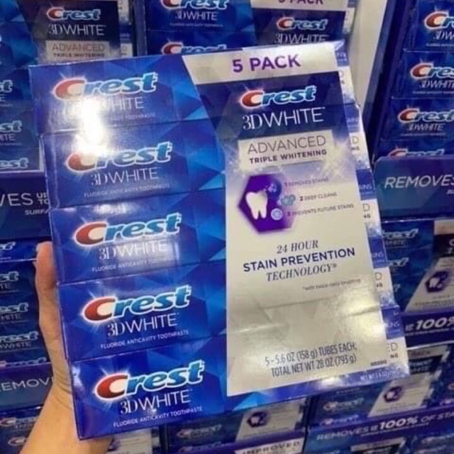 Crest 3D WHITE ADVANCED TRIPLE WHITENING Toothpaste | Shopee Malaysia
