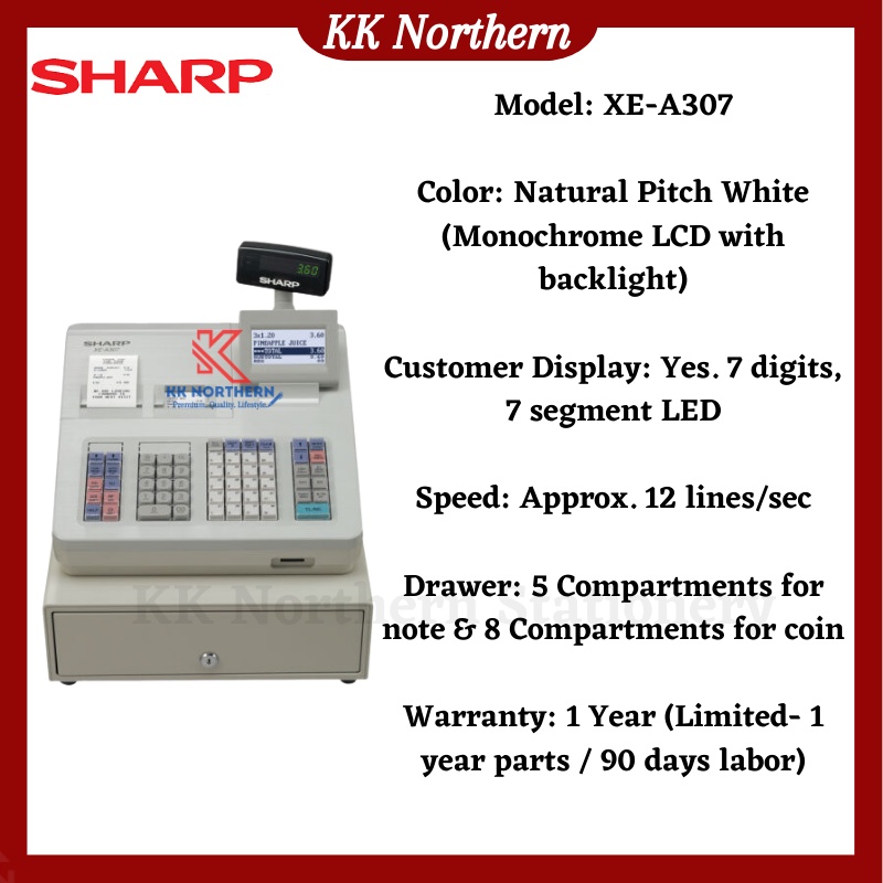 Sharp XE-A307 Cash Register Machine / Mesin Cashier Machine Fast Key ...