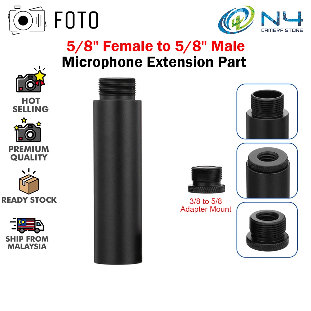 FOTO 5/8" Female to Male Microphone Extension Pipe for Desk Stand Arm ...