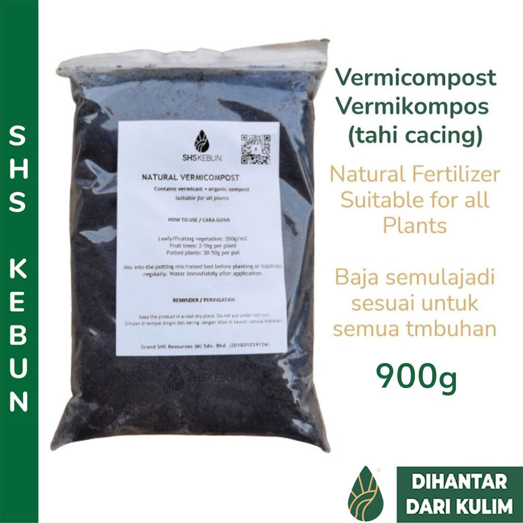 Organic Vermicompost Fertilizer 900g Baja Organik Tahi Cacing 蚯蚓肥 SHS ...