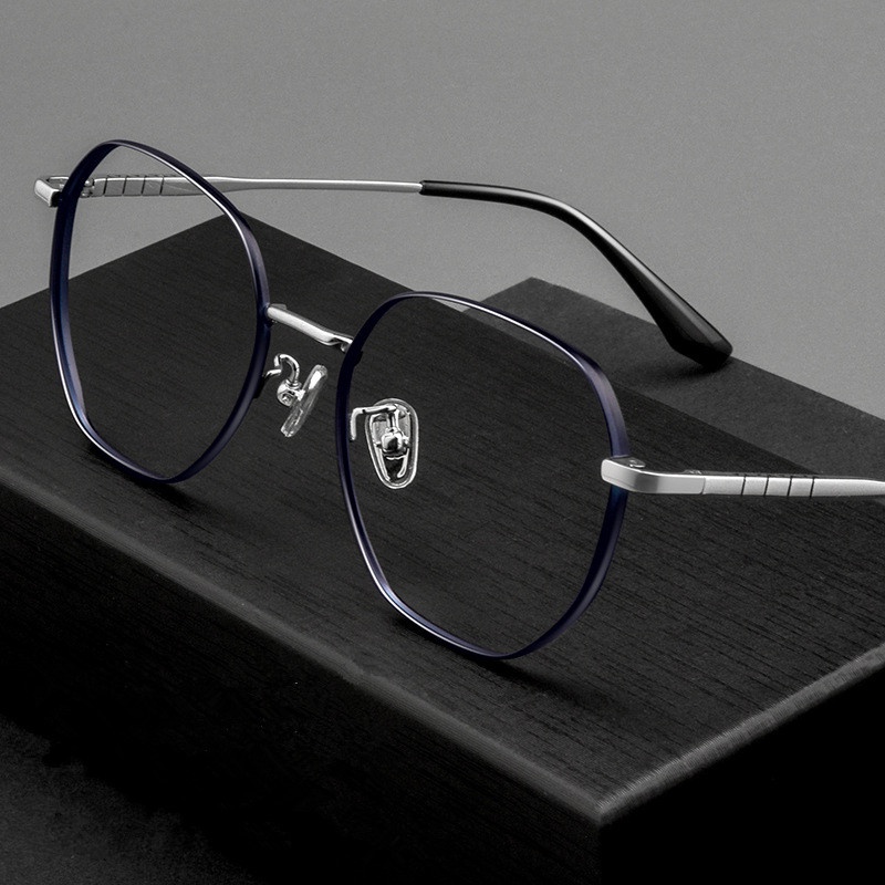 Pure Titanium Glasses Frame Men Women Polygonal Retro Frames Eyeglasses ...