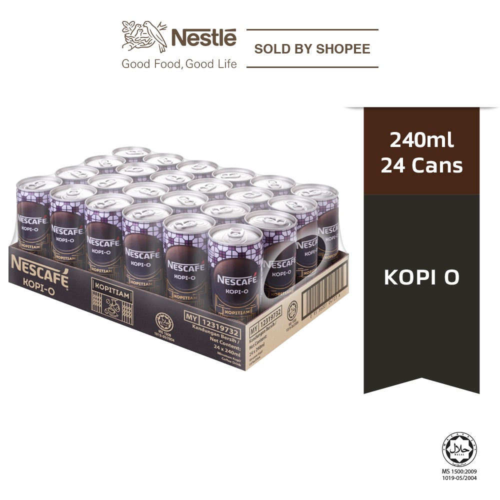 [Carton of 24] NESCAFE Kopi O Can 240ml (Halal) | Shopee Malaysia