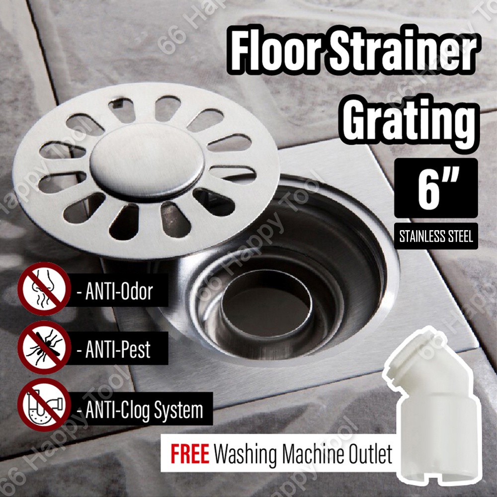Floor Strainer Grating 150mm Floor Drain 6 x 6 Inch Stainless Steel Two ...