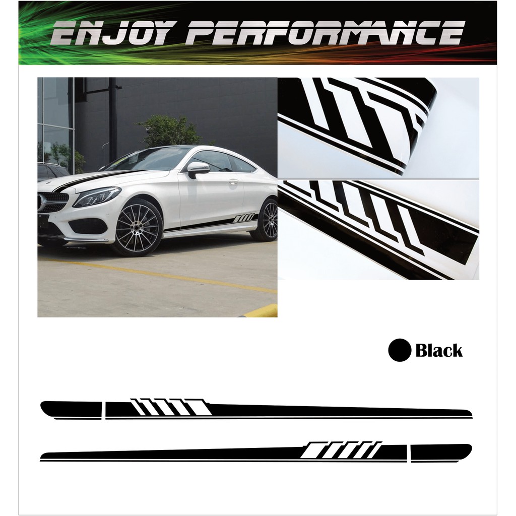 2pcs(1 set) Car Auto Body Vinly Decals Racing Car Sports Long Stripe ...